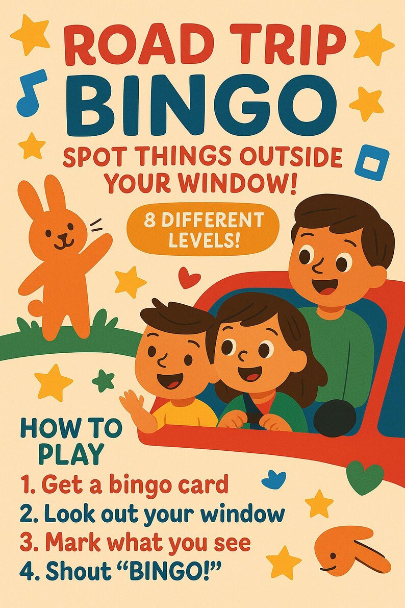 Printable Road Trip Bingo for Kids | Travel Game | Car Ride Activity ...