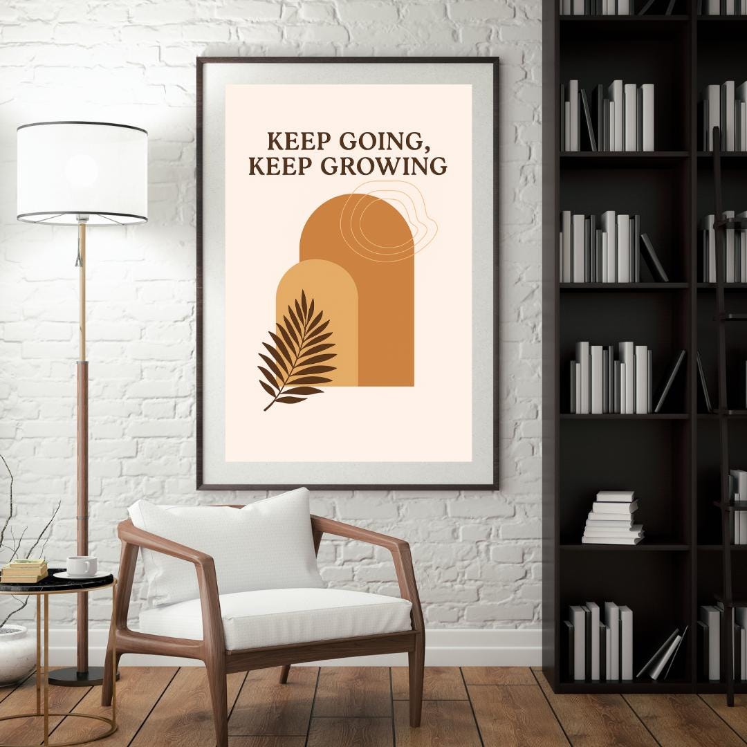 KEEP GOING Keep GROWING Motivational Quote Wall Art - Inspirational ...