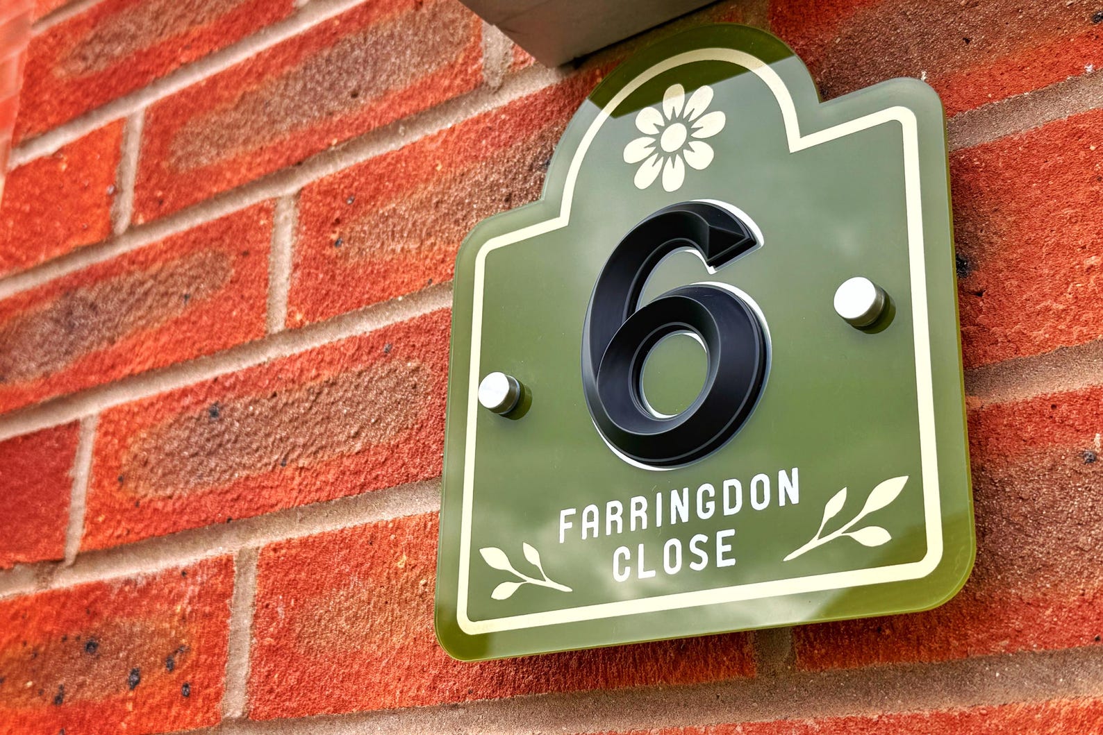 Olive Green House Number Sign: Vintage Floral, Black 3D Lettering - Etsy