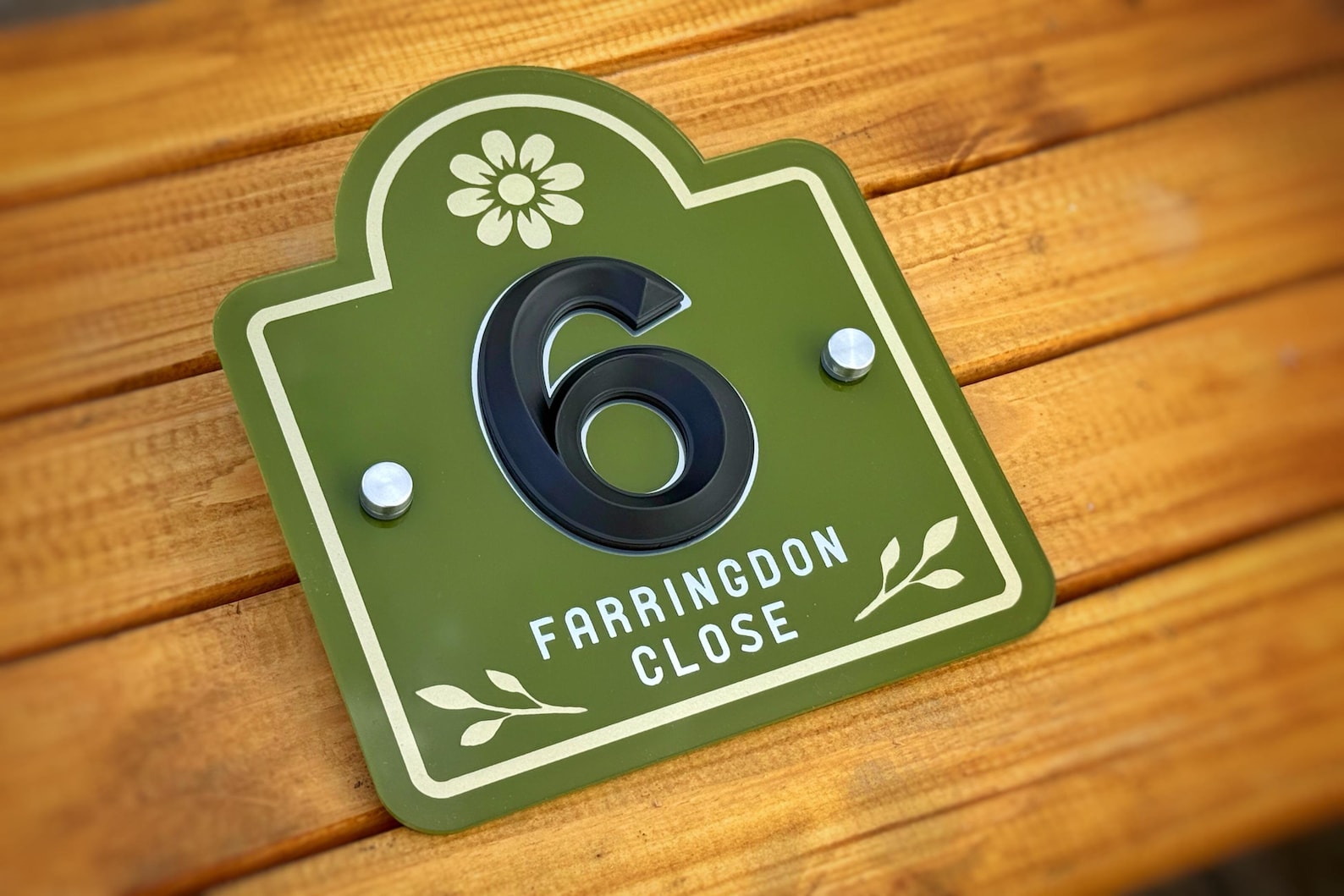 Olive Green House Number Sign: Vintage Floral, Black 3D Lettering - Etsy