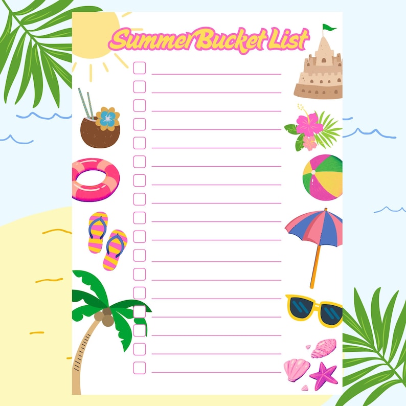 Printable Summer Bucket List: Fun Family Activities (canva Template) - Etsy