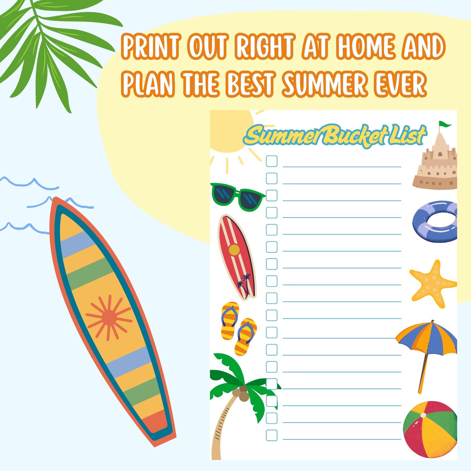 Bucket List for Summer Kids Summer Bucket List Kids Summer Blue Bucket ...