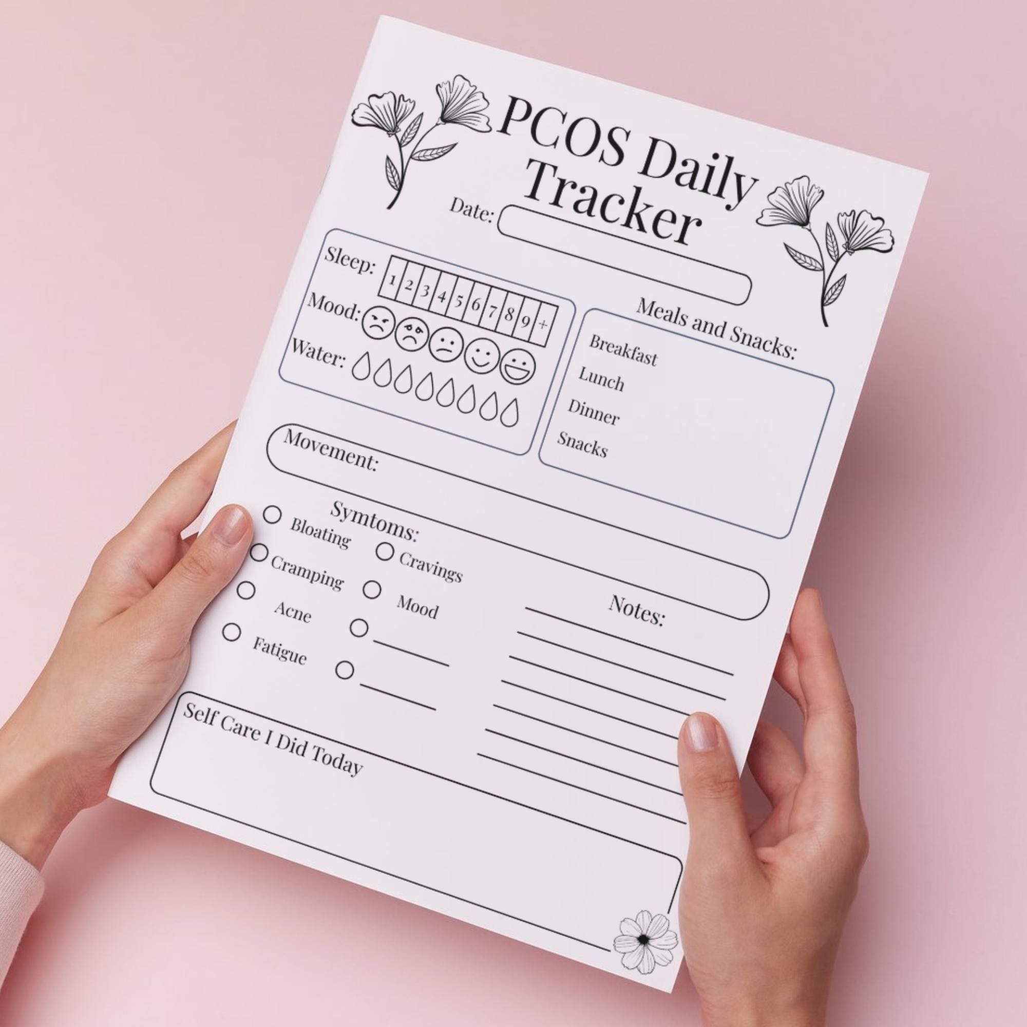 PCOS Daily Tracker for Symptoms PCOS Log Self Care PCOS for Her Track ...
