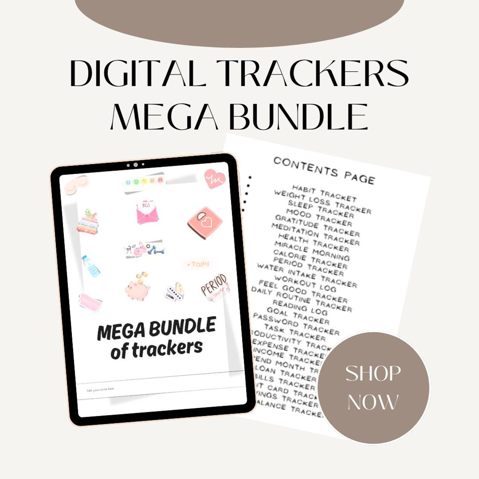 Mega Tracker Bundle Habit, Sleep, Weight Loss, Water, Reading & Savings ...