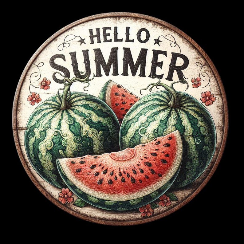 Hello Summer Rustic Watermelon Png File for Download, Summer Png ...