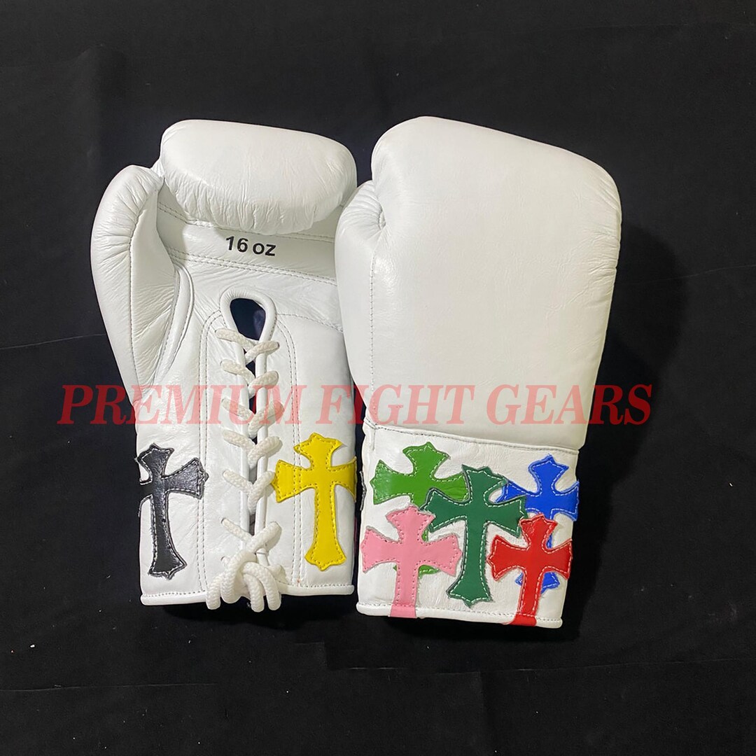 Custom Handmade Chrome Heart Boxing Gloves White | Premium Quality ...