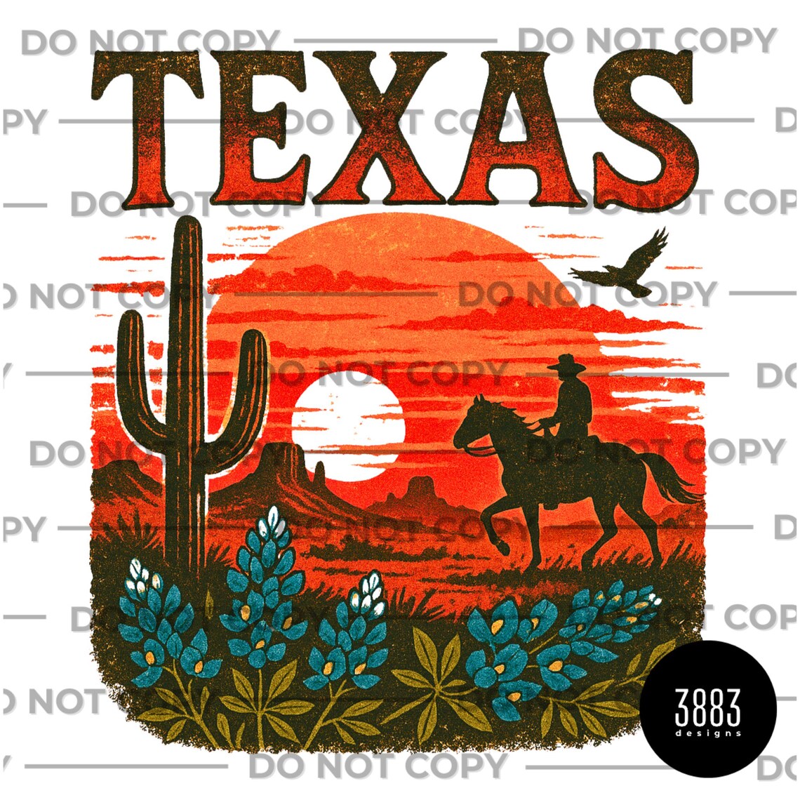 Vintage Texas Cowboy Sunset PNG, Retro Western Graphic for Sublimation ...
