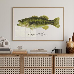 Bass Art Print, Largemouth Bass Print, Fishing Decor, Largemouth ...