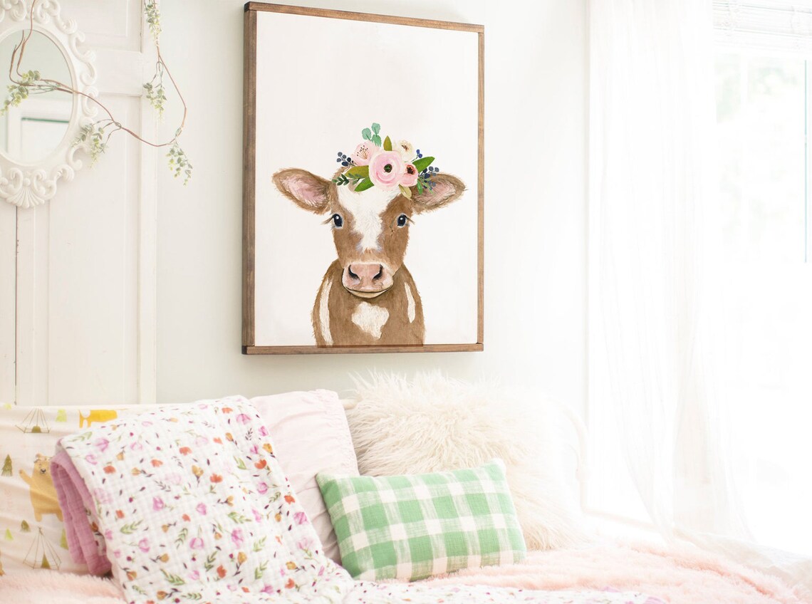 Cow Decor Art Cow Nursery Art Cow Painting Farm Nursery - Etsy