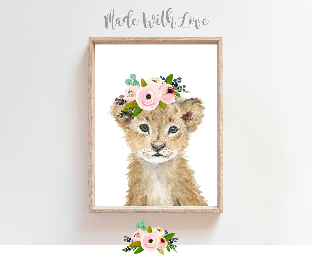Nursery Decor Lion Print, Safari Nursery Wall Art, Animal Prints Girl ...