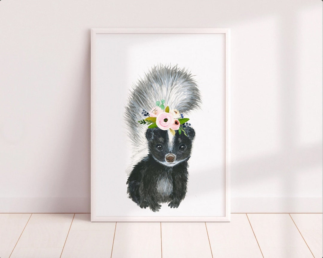 Wald Druck, Baby Stinktier Bild, Waldposter, Kinderzimmer Bild ...