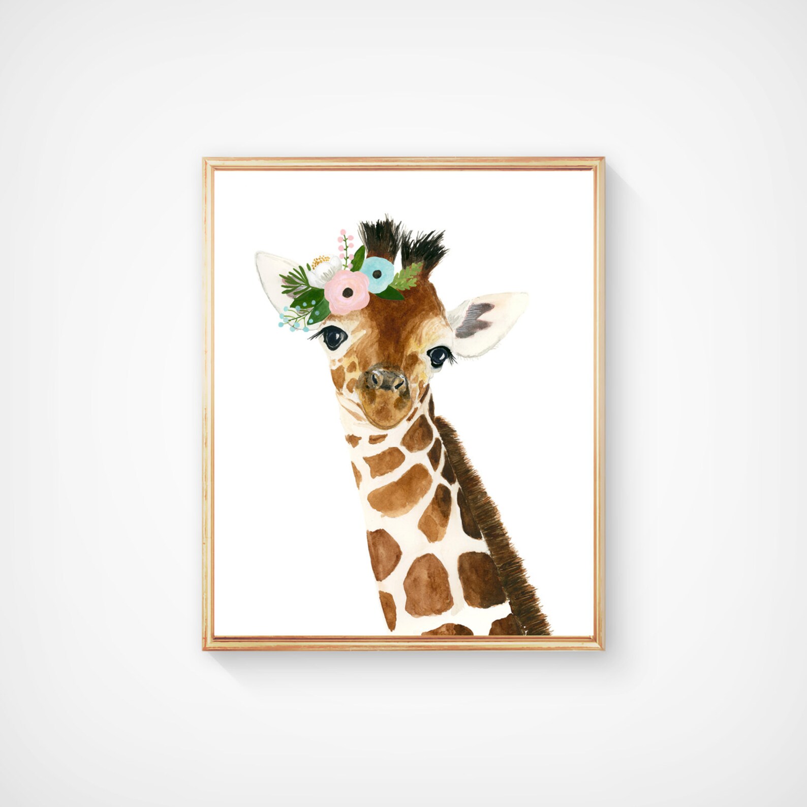 Watercolor baby giraffe number 2 Safari nursery Animal | Etsy