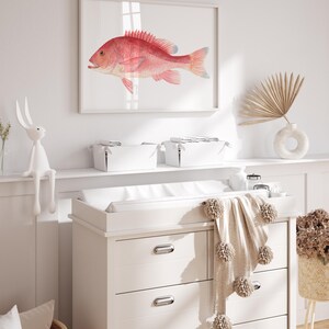 Red Snapper Art, Red Snapper Print, Fishing Nursery Art, Gift for Fisherman, Fish Wall Decor ...