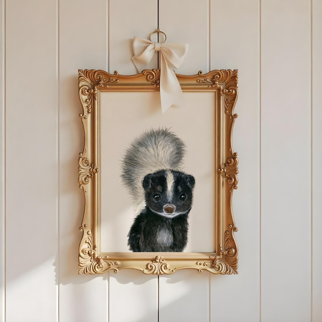Skunk Art Print, Woodland Nursery Skunk, Nursery Baby Animal Print ...