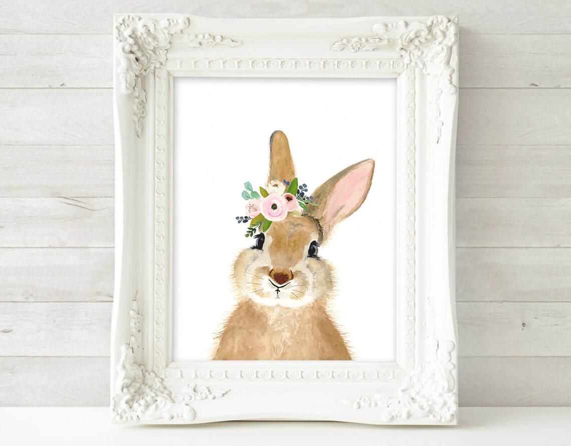 Watercolor Rabbit Rabbit Painting Woodland Nursery Animal - Etsy
