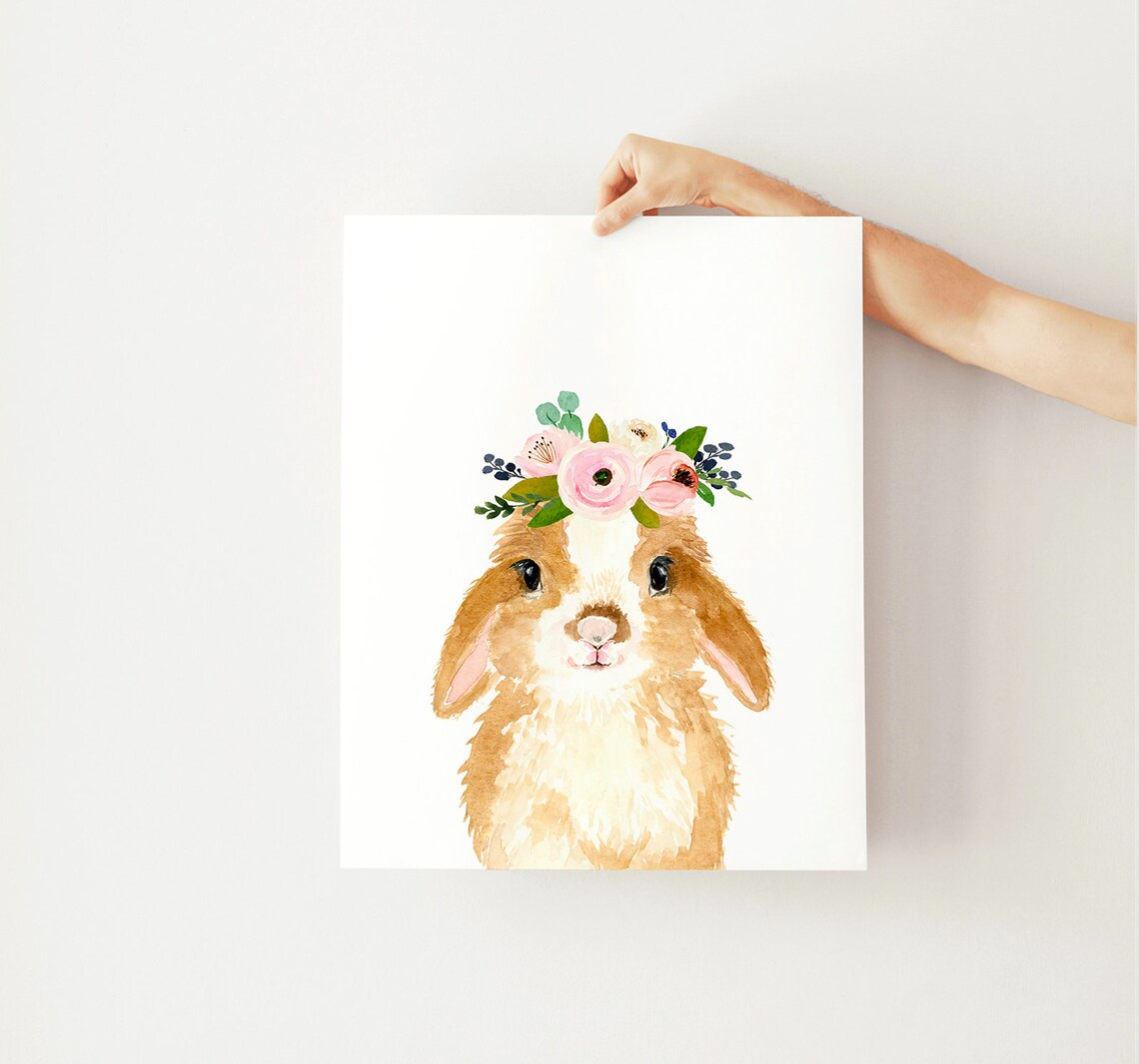 Bunny Nursery Print Babby Rabbit Print Woodland Nursery - Etsy