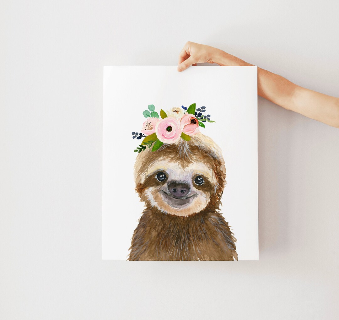 Baby Sloth Print, Nursery Animals, Nursey Prints, Nursery Decor, Sloth ...