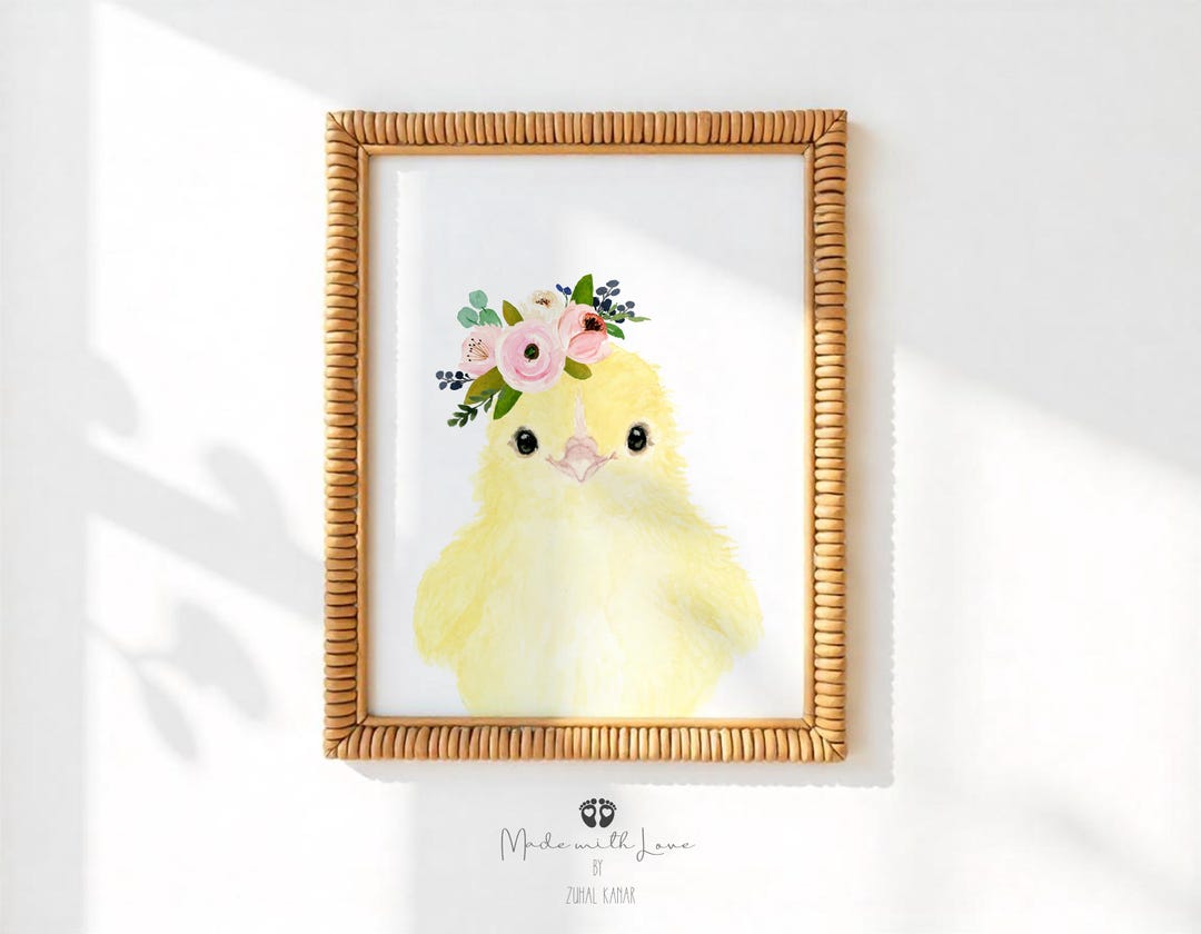 Farm Nursery Watercolor Chick Decor, Nursery Chick Print, Girl Room ...