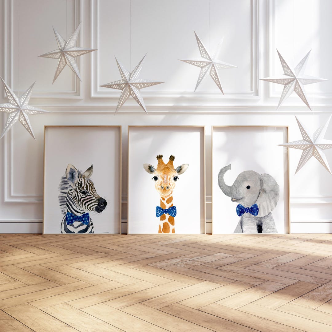 Safari Bow Tie Nursery, Safari Nursery Prints, Baby Boy Room Nursery ...