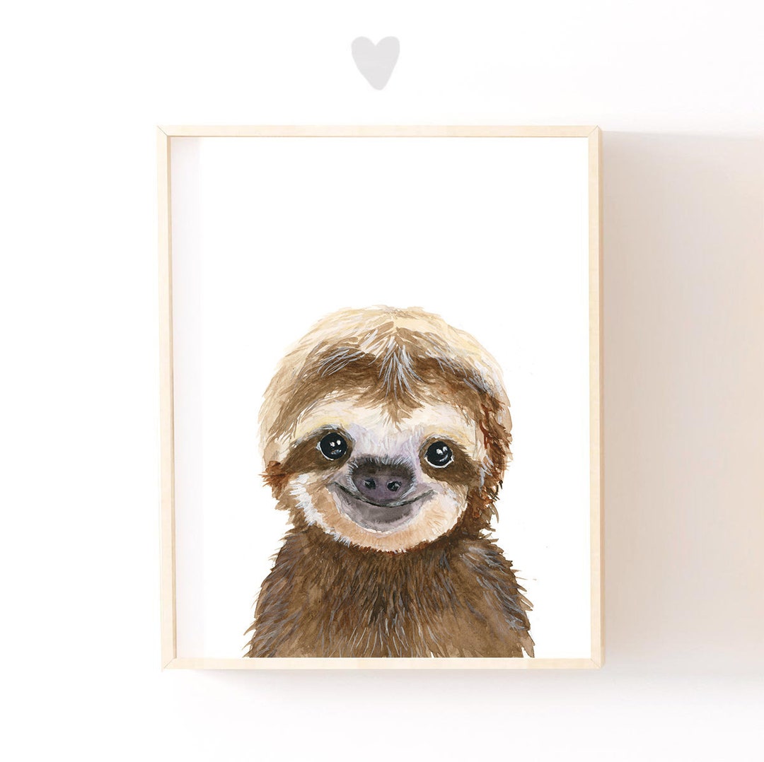 Baby Sloth Nursery Print, Baby Animals Nursery, Gift ,nursery Decor ...