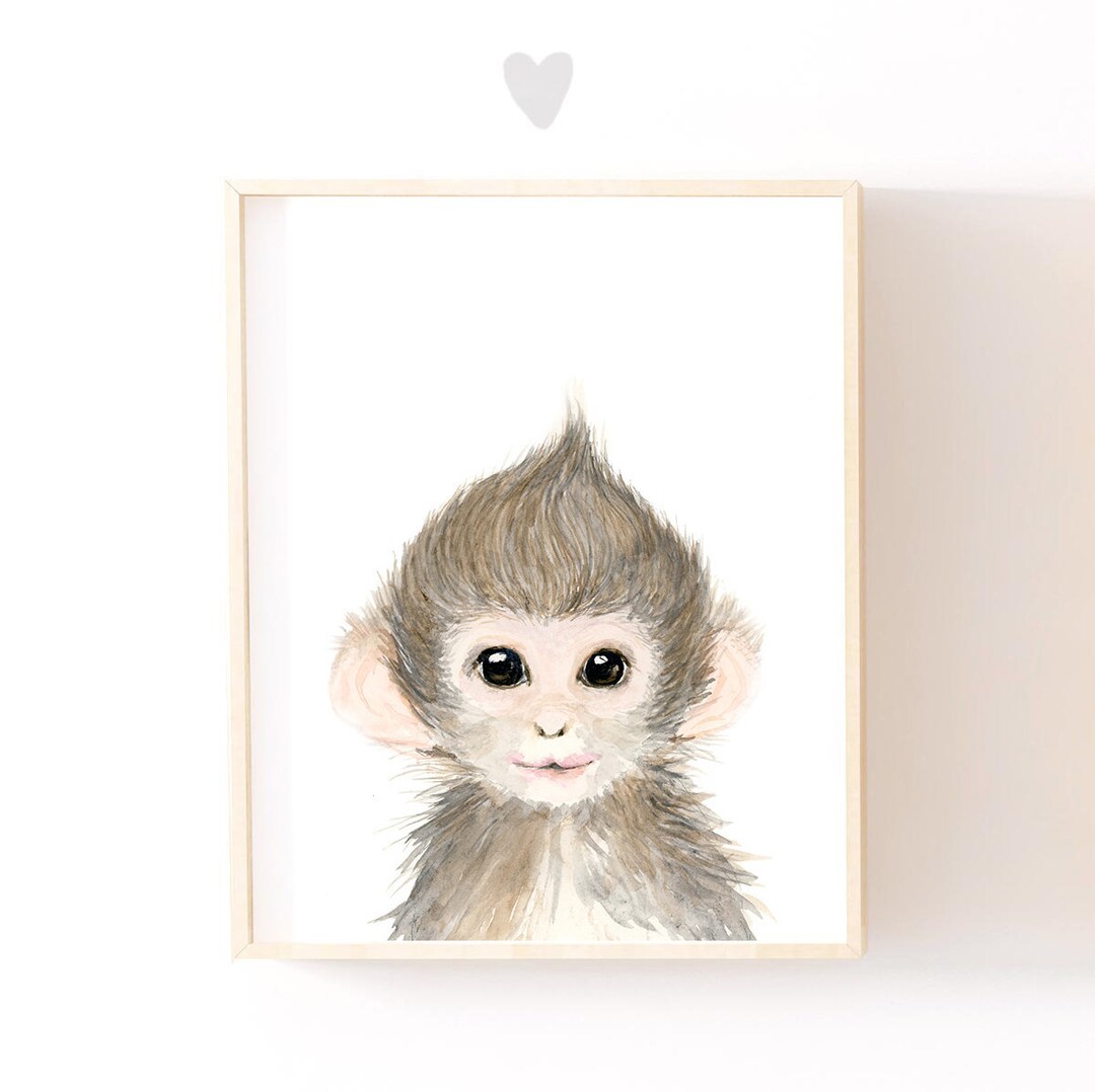 Baby Monkey Print, Safari Nursery, Nursey Safari Prints,nursery Wall ...