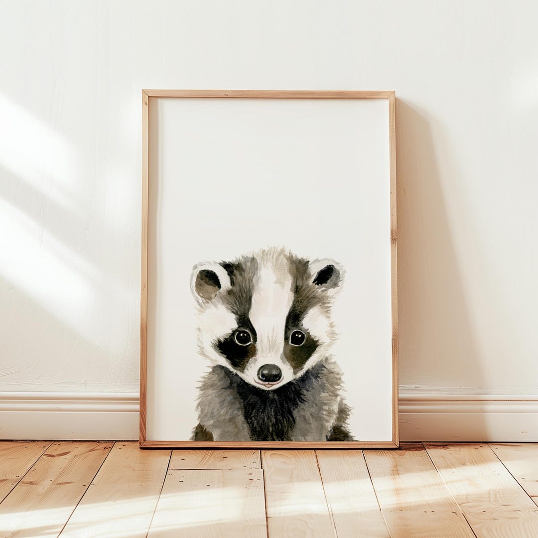 Badger Art Print, Woodland Nursery Decor, Nursery Wall Art, Badger Art ...