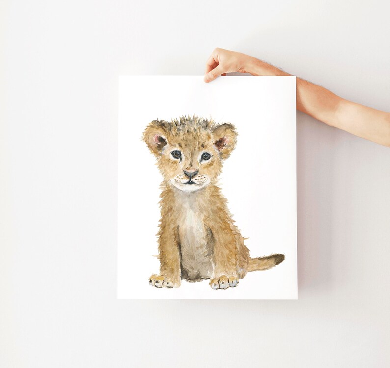 Nursery safari prints lion cub print Animal Paintings | Etsy