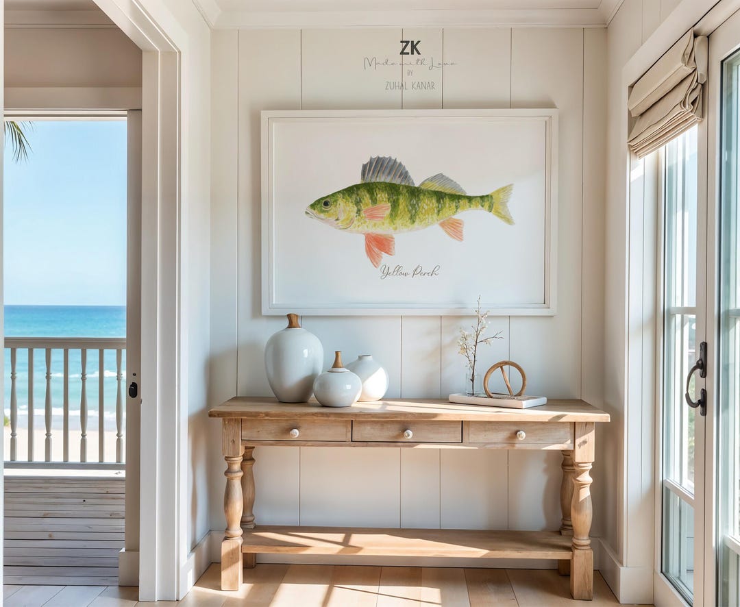 Yellow Perch Watercolor Art Print, Fishing Decor - Etsy