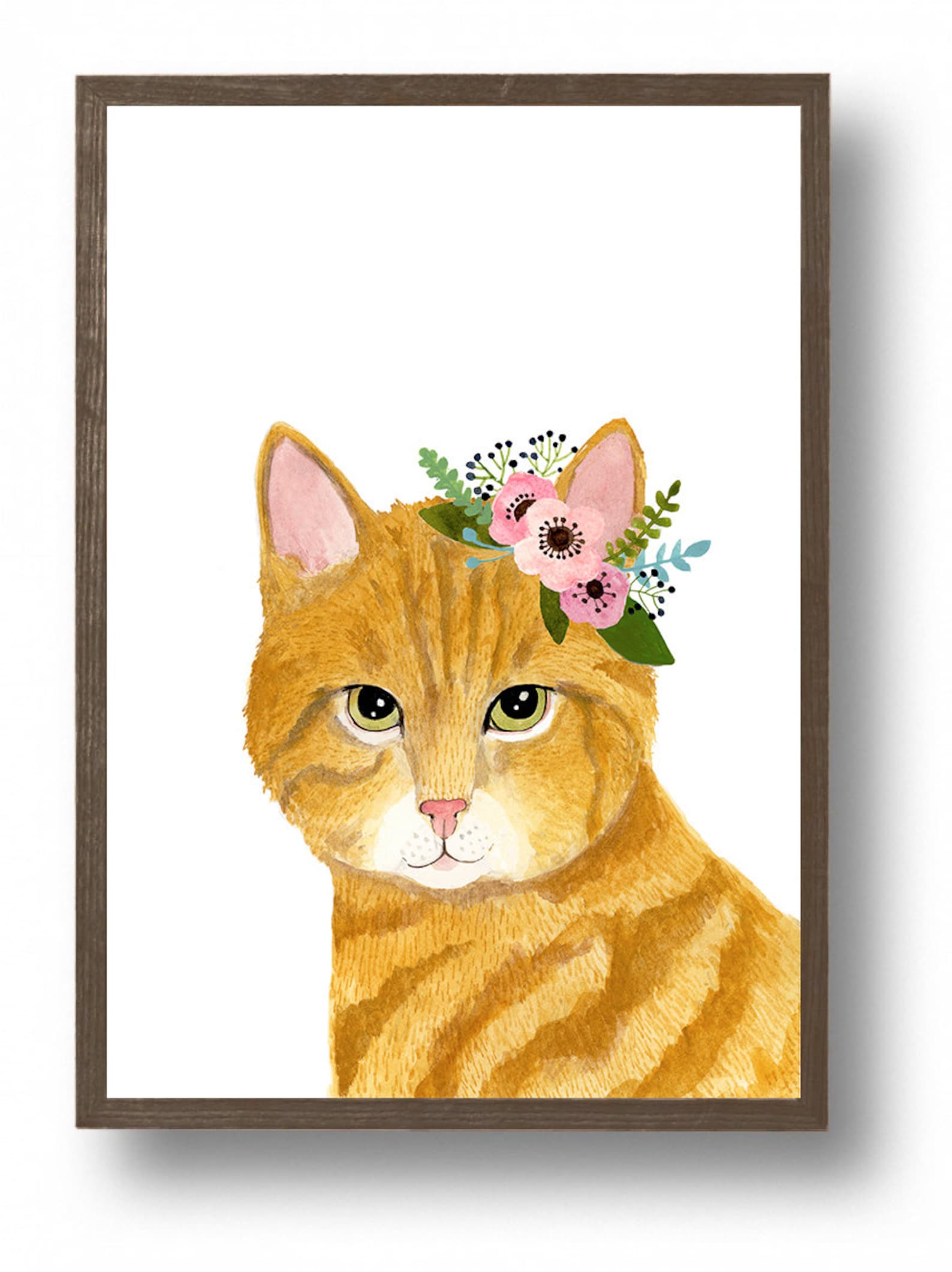 Watercolor Cats. Set of 2 Flower Crown Cats Animal - Etsy