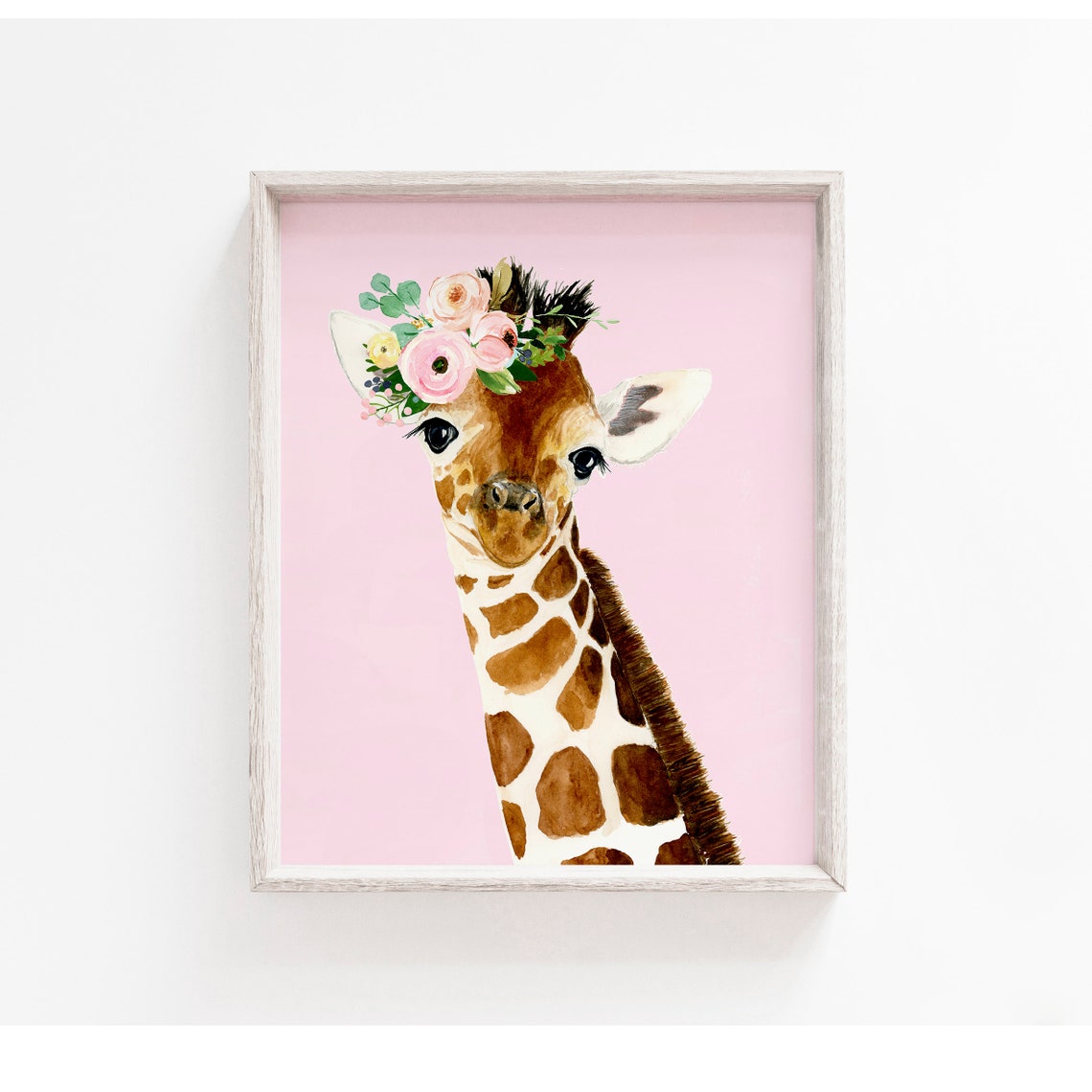 Watercolor baby giraffe number 2 Safari nursery Animal | Etsy