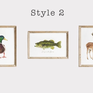 Watercolor Fishing Hunting Art Set, Fishing Art Print, Nursery Hunting ...