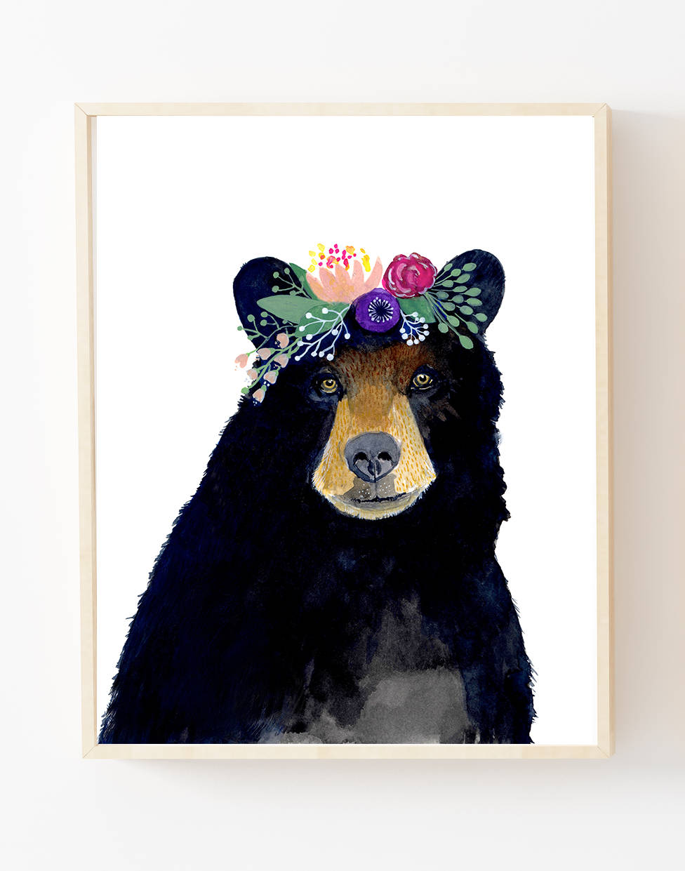 Flower crown animals Woodland animals print set Set of 6 | Etsy