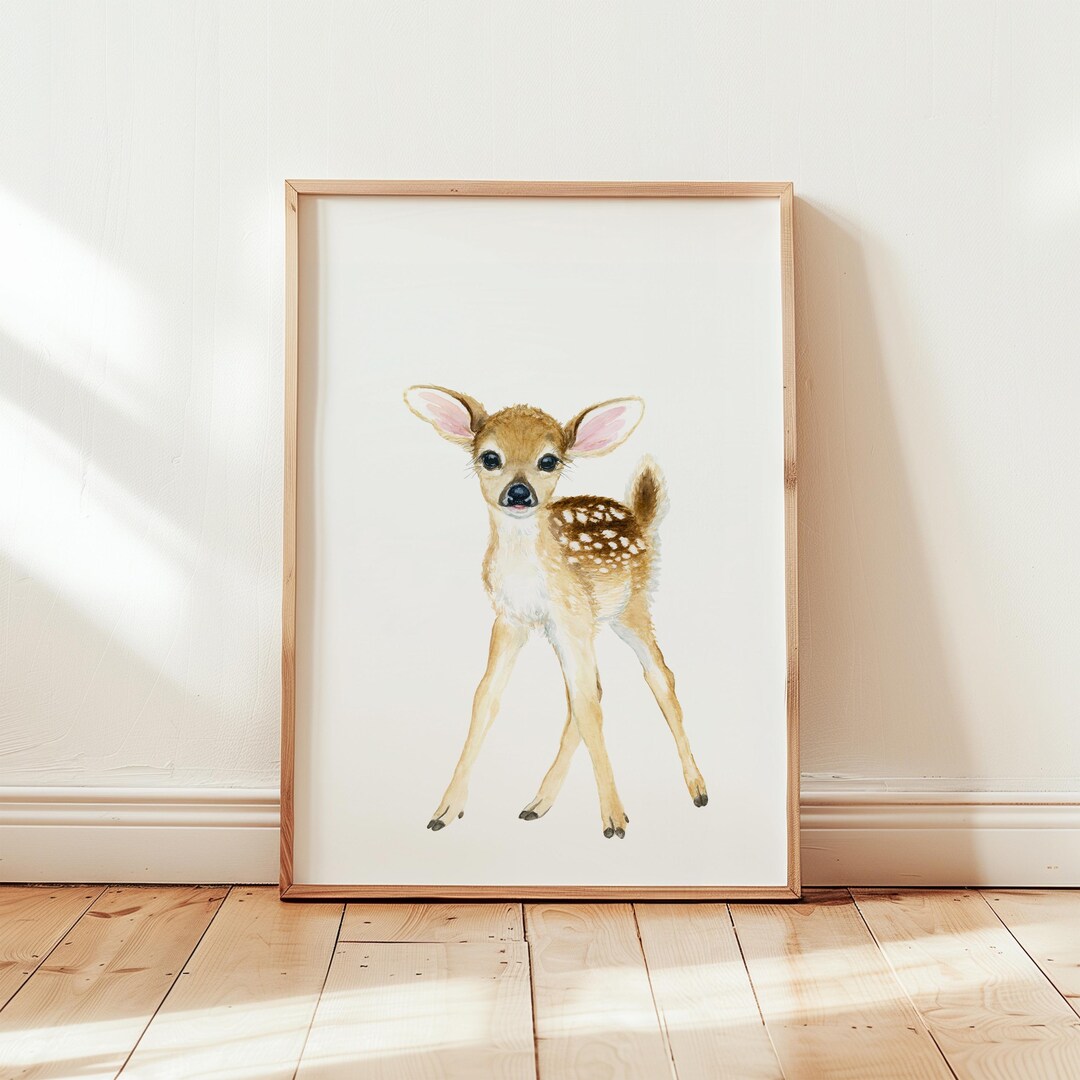 Deer Fawn Nursery Print, Deer Nursery Art, Fawn Painting, Deer Baby ...