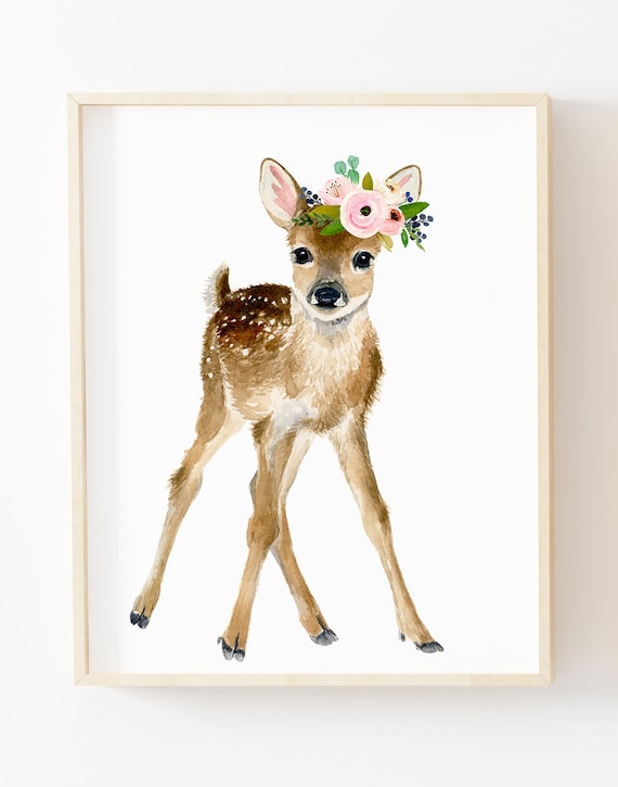 Watercolor Baby Deer