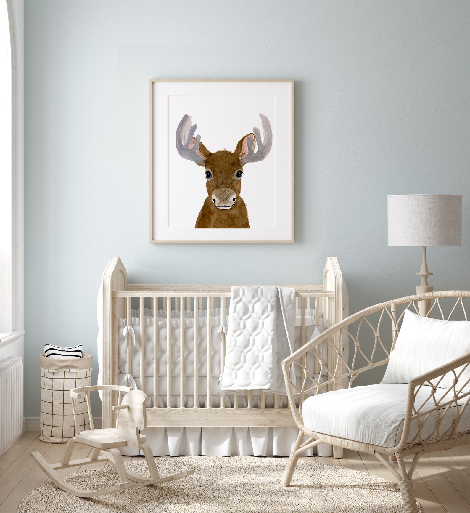 Watercolor Moose Art Print, Baby Moose Nursery Print, Nurse Wall Decor ...