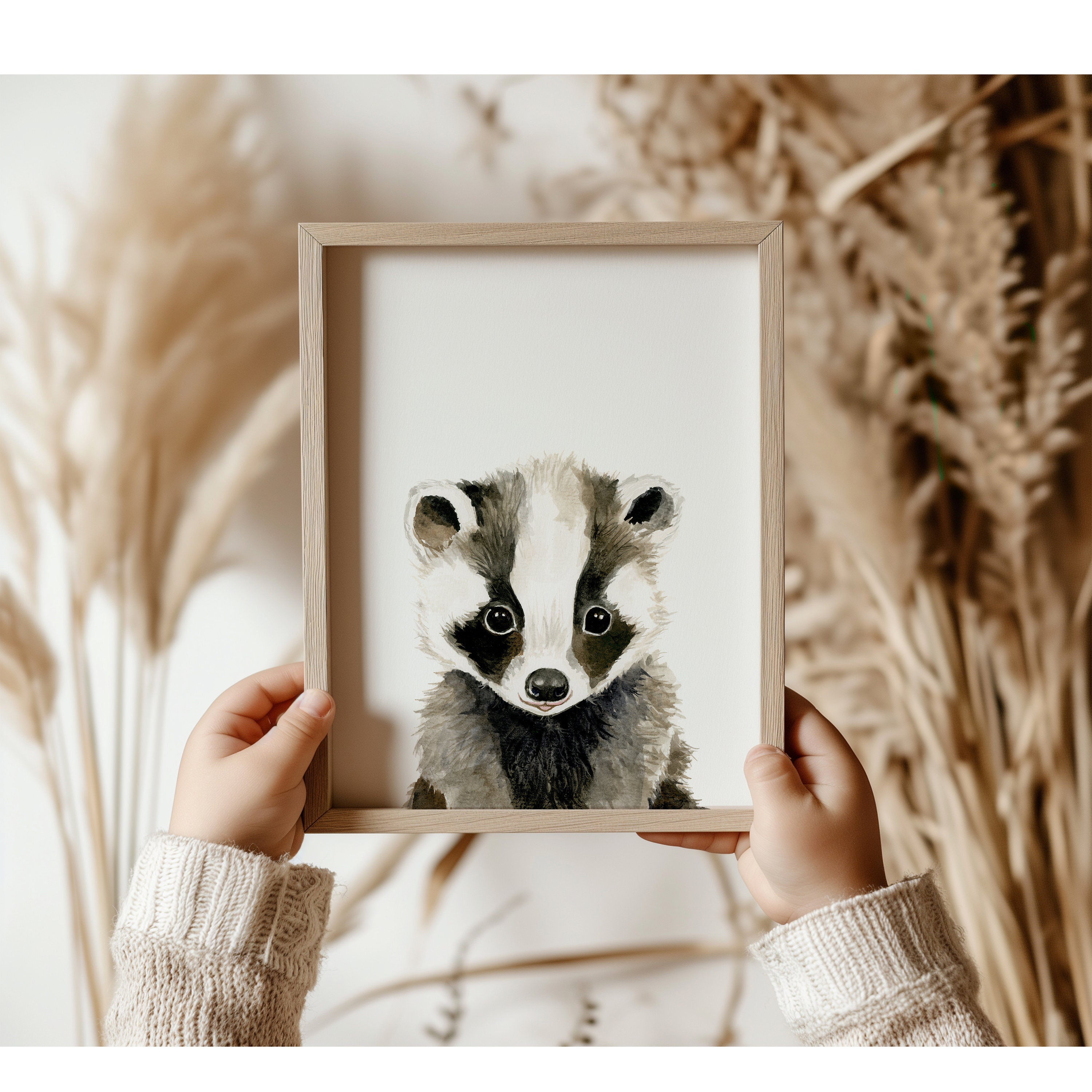 Badger Art Print, Woodland Nursery Decor, Nursery Wall Art, Badger Art ...