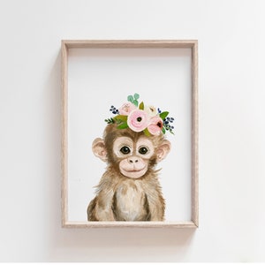Baby Monkey Art Print, Monkey Nursery Decor, Nursey Safari Prints ...
