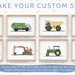 Construction Vehicles Set of 3 Prints, Boy Nursery Decor, Truck Wall ...
