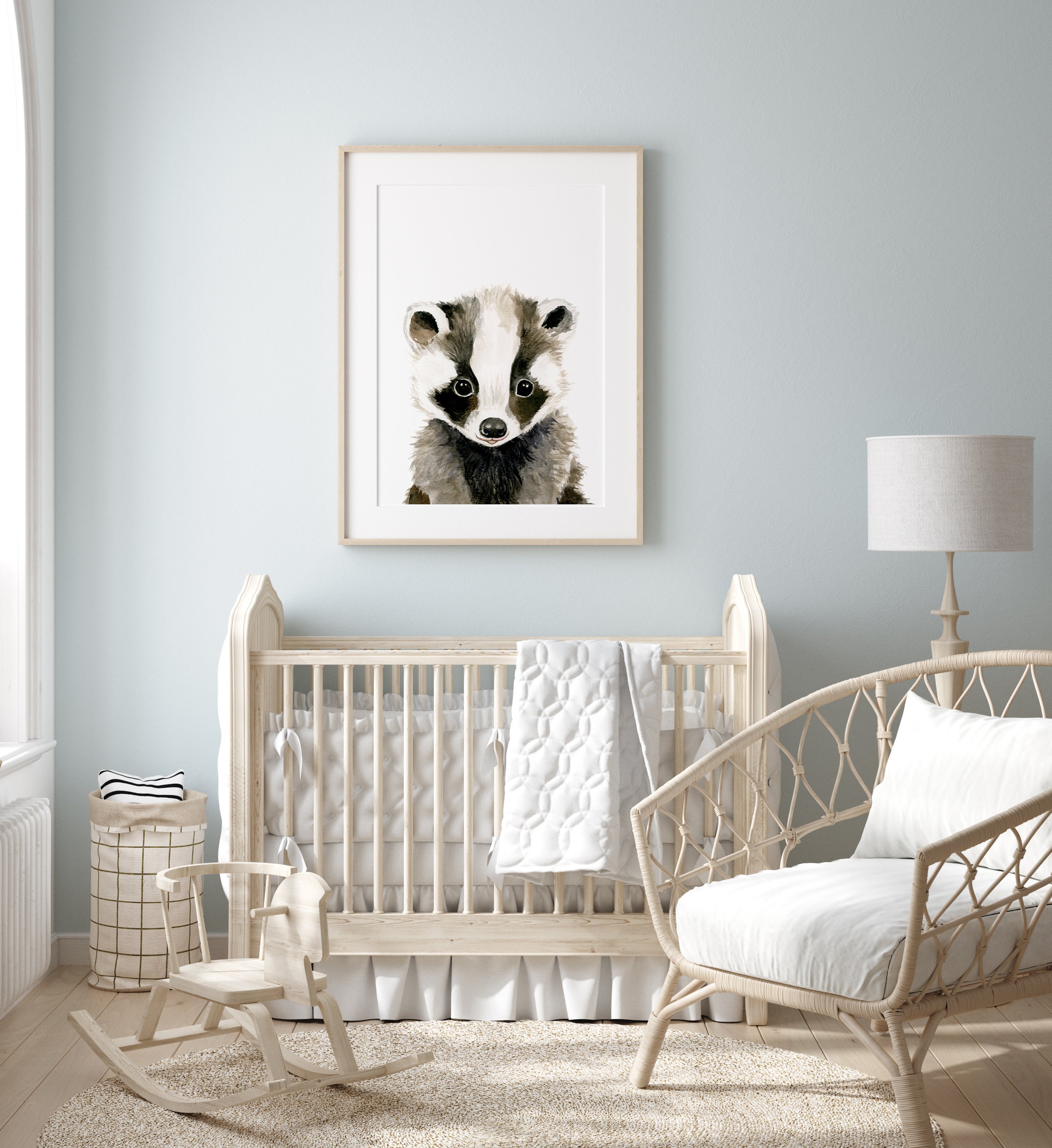 Badger Art Print, Woodland Nursery Decor, Nursery Wall Art, Badger Art ...