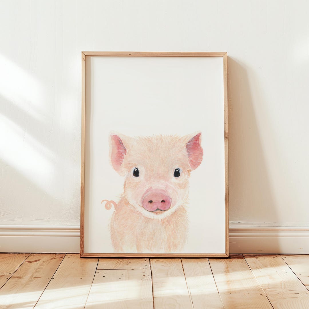 Farm Pig Nursery Decor, Watercolor Pig Nursery Print, Nursery Wall Art ...