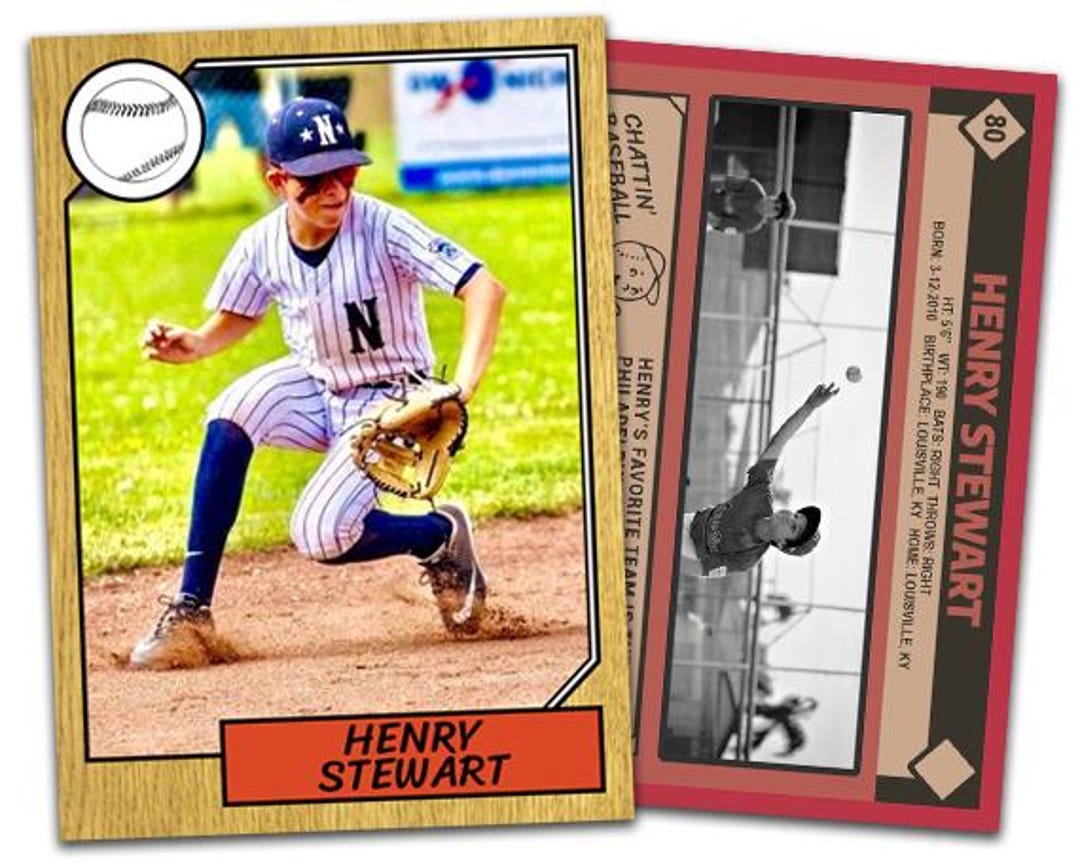 Custom Printed Youth Baseball Cards - 50 Count - Retro Little League or ...