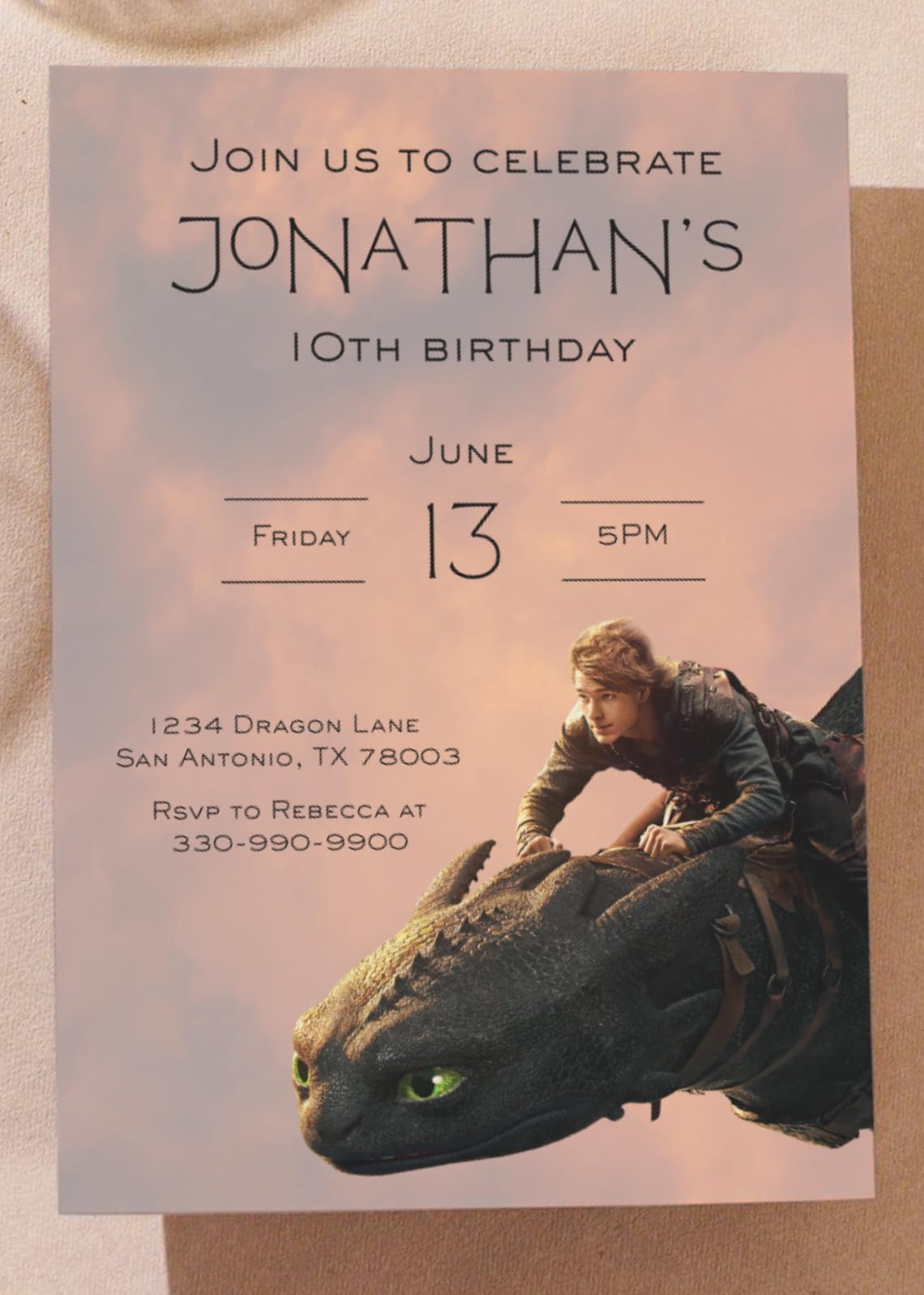 How to Train Your Dragon Birthday Invitation, Toothless Birthday ...