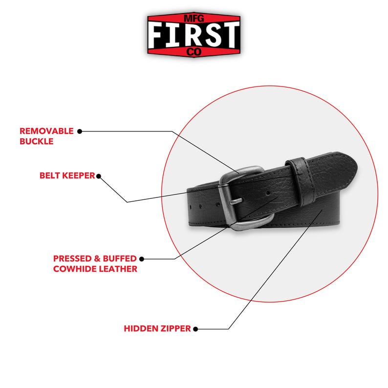 Hidden Zipper Leather Money Belt: Handmade Cowhide Travel Gift, Money ...