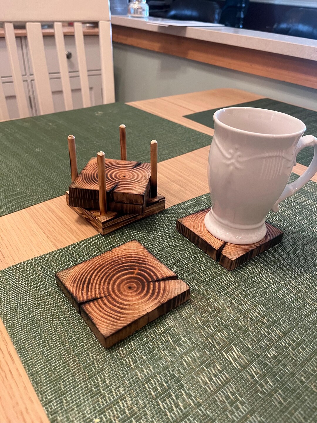 Rustic Wooden Coasters and Holder (4 Coasters) - Etsy