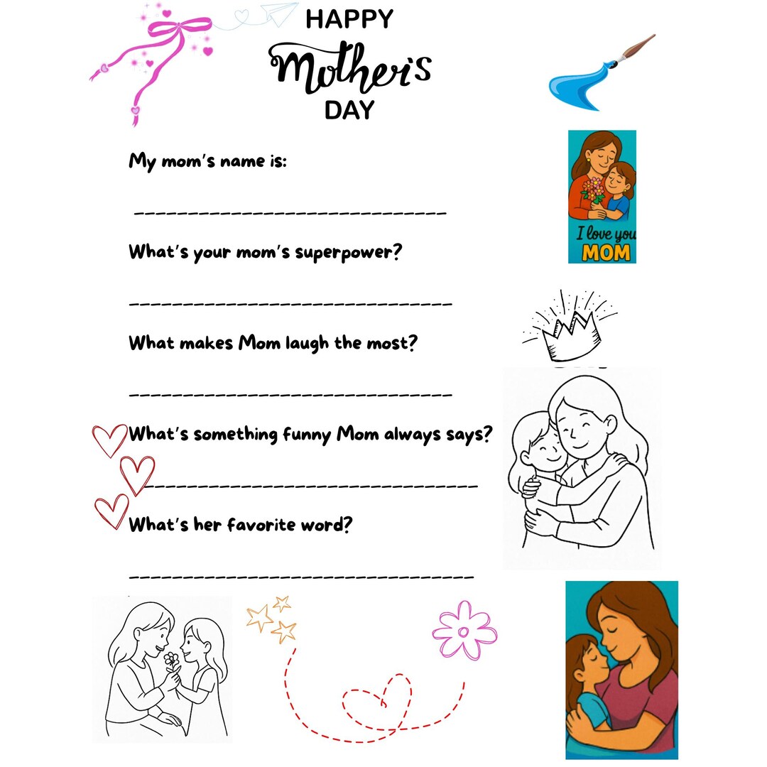 Mother's Day Printable - All About My Mom Coloring Page - Instant ...