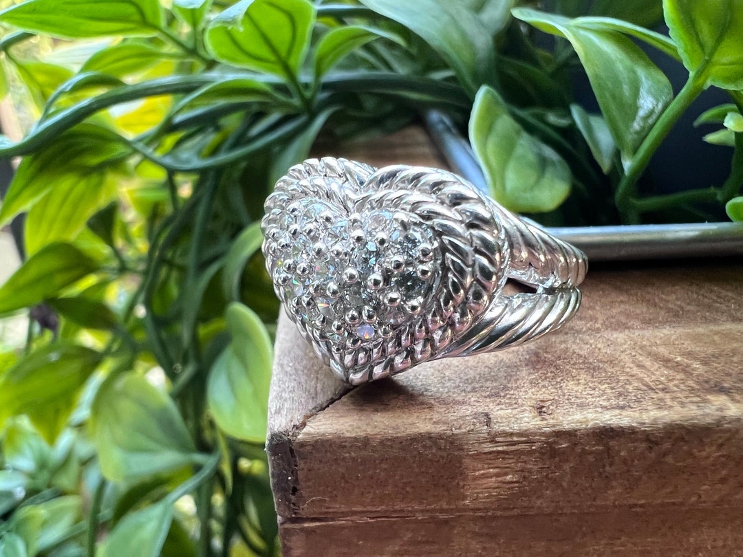 Judith Ripka Sterling Heart Ring - Etsy