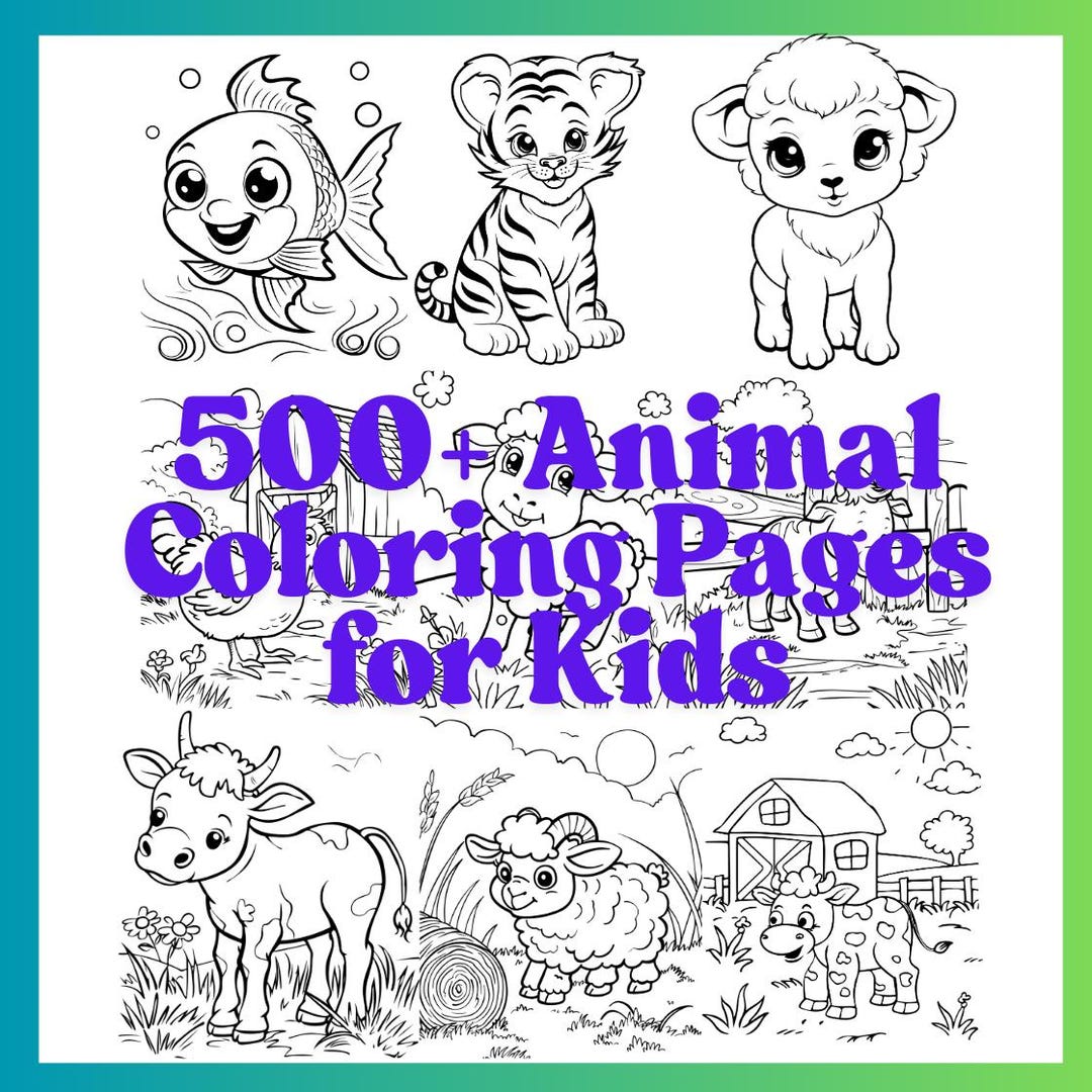 Farm Animals Coloring Pages - 500+ Kawaii Cute Happy Animals ...