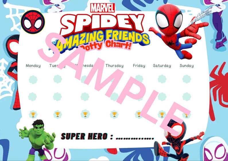 Spidey & Friends Potty Chart! (digital Download) - Etsy
