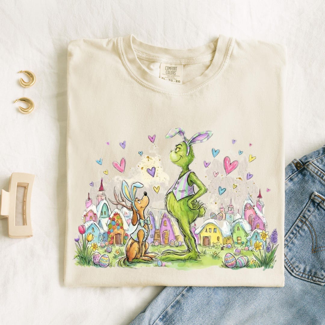 Easter Grinch Bunny T-shirt, Max Easter Eggs Tee, Spring Sweatshirt - Etsy