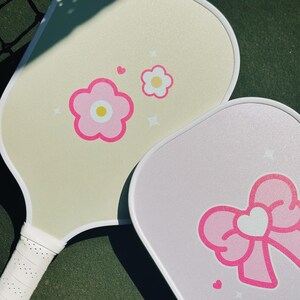 Pastel Pickleball Paddle for the Girlies – Cute Bow & Flower Design ...